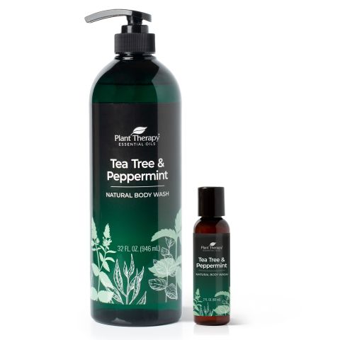 Tea Tree and Peppermint Natural Body Wash 32 oz with Travel Size ...
